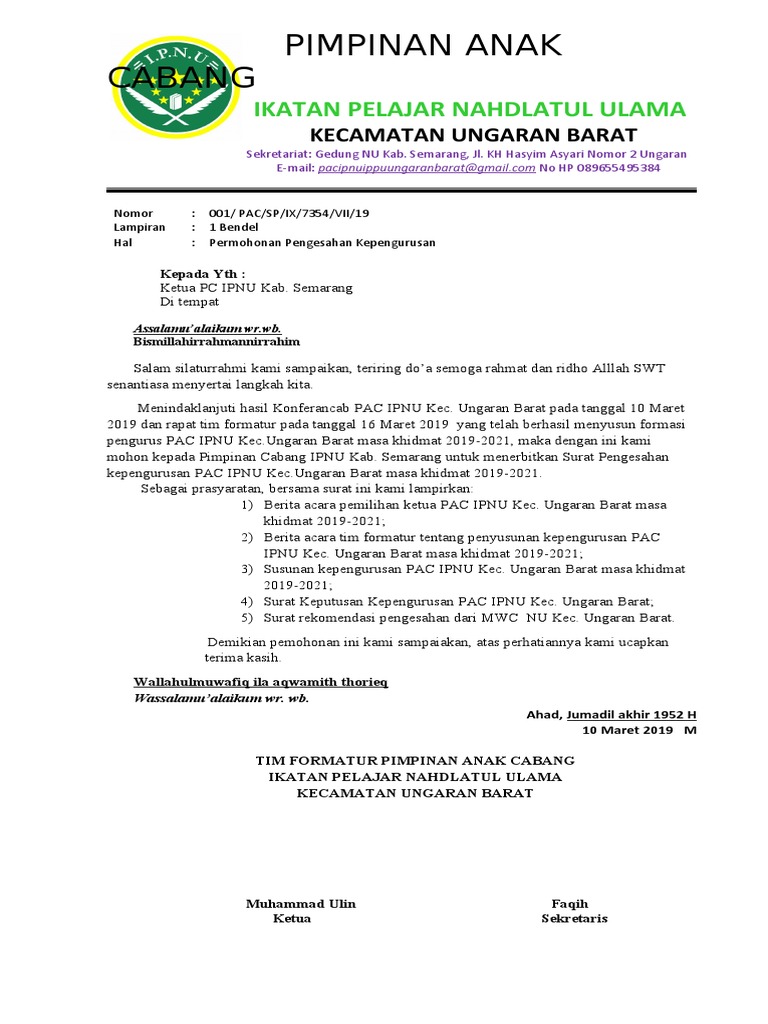 Contoh SP Ipnu Terbaru 2020 | PDF