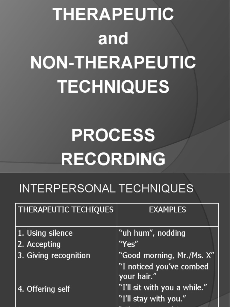 Therapeutic vs Non-Therapeutic Techniques | PDF | Human Nature | Cognition