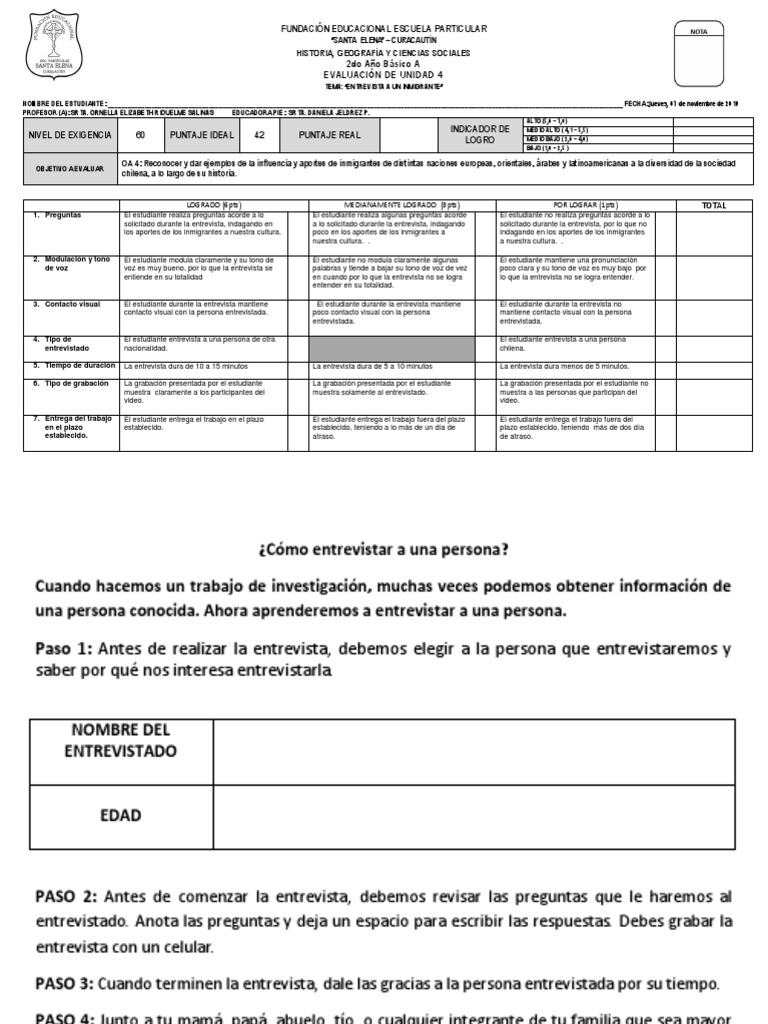 Formato Entrevista A Un Inmigrante | PDF | Science | Ciencia y Tecnología