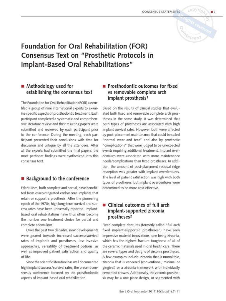 Consenso Rehabilitacion IOI | PDF | Dental Implant | Prosthesis