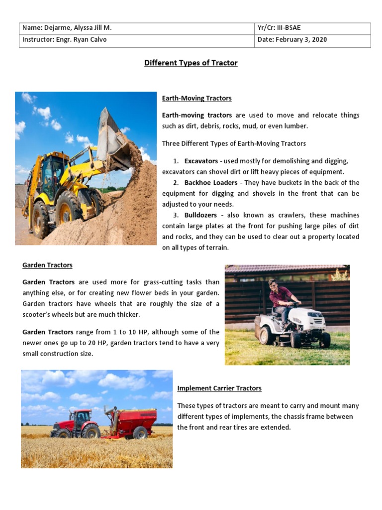 Different Types of Tractor | PDF | Tractor | Land Vehicles