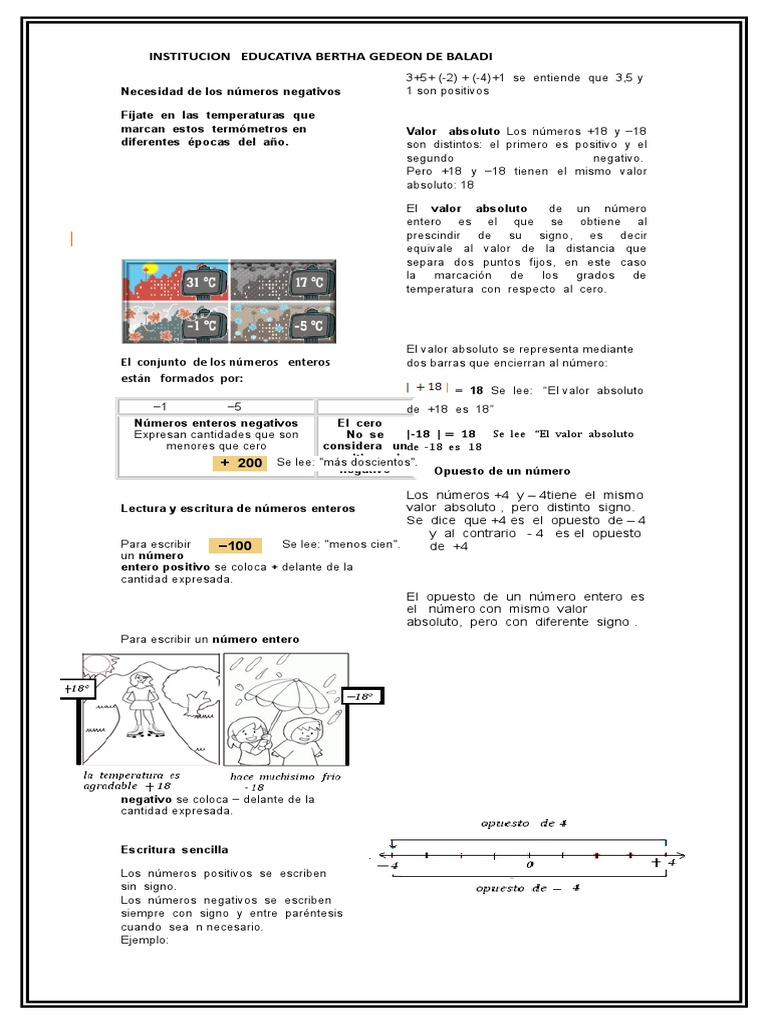 Numeros Enteros Pdf Entero Matemática Elemental