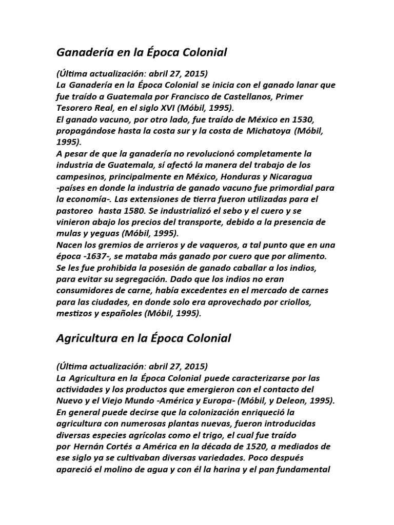 Ganadería en La Época Colonial | PDF | Imperio español | Comercio
