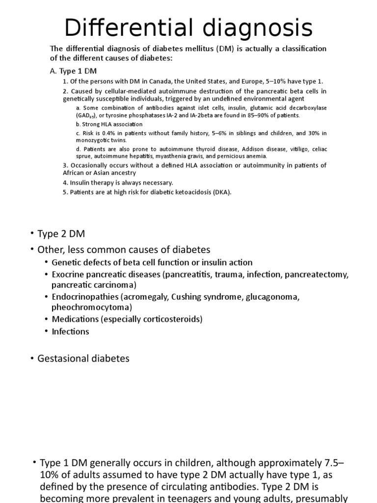 Differential Diagnosis of Diabetes Mellitus | PDF | Diabetes | Autoimmunity
