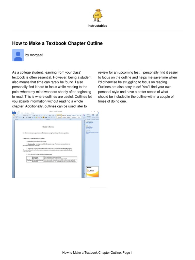 How To Make A Textbook Chapter Outline | PDF | Paragraph | Textbook