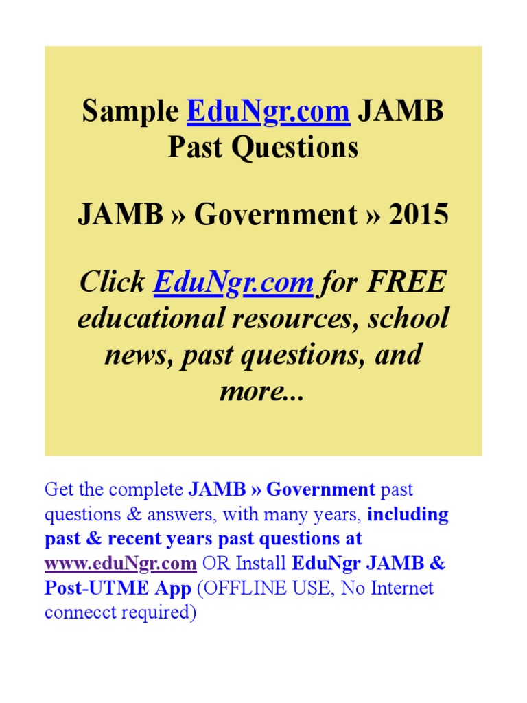 JAMB Government Past Questions EduNgr Sample | PDF | Nigeria ...