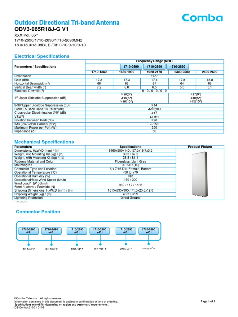 Odv3-065r18j-G V1 | PDF | Decibel | Antenna (Radio)