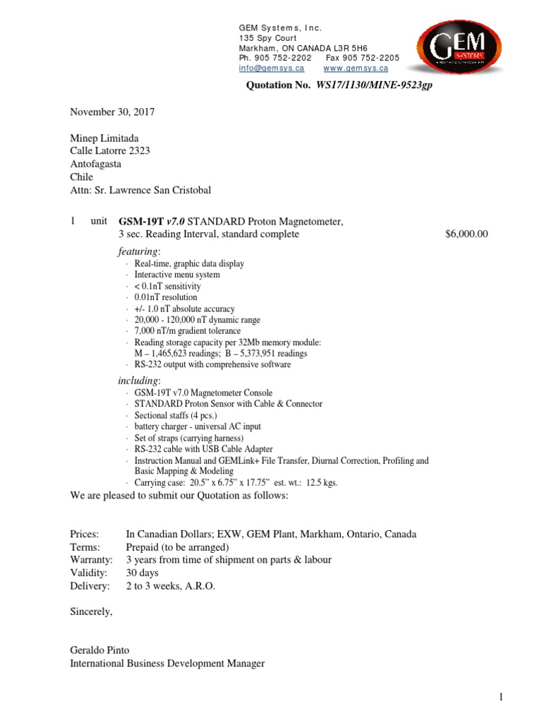 9523 GSM-19T - 35 V7.0 Mine | PDF | Magnetometer | Global Positioning ...