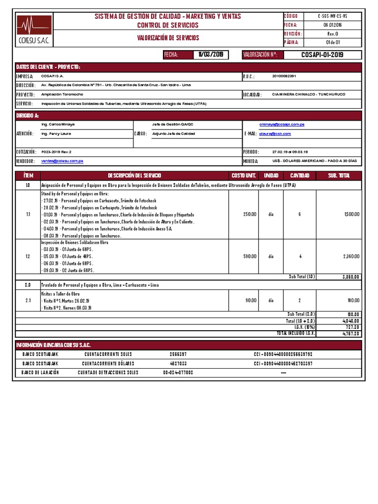 Val01 2019 - COSAPI Toromocho PDF | PDF | Economias | Business