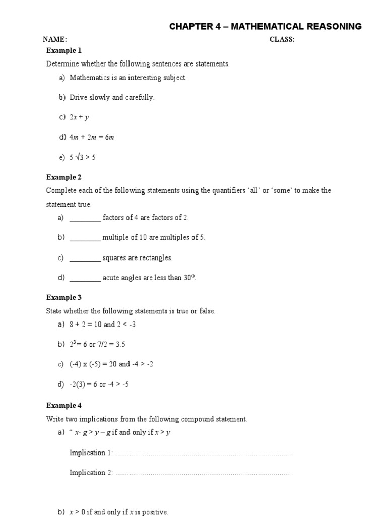 Chapter 4 Mathematical Reasoning Example | PDF | Argument | Logic