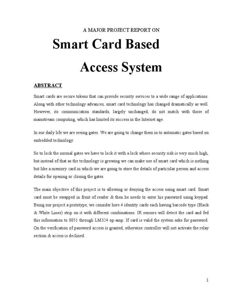 Smart Card Based Access System: A Major Project Report On | PDF | Flash Memory | Electronics