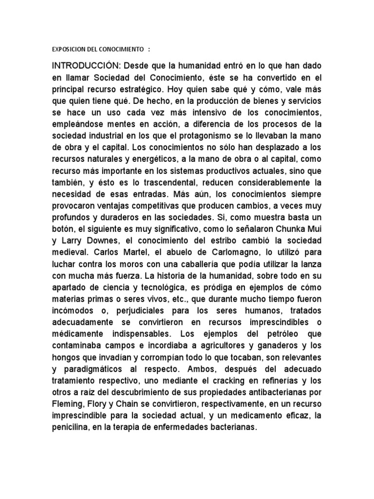 Exposicion Del Conocimiento | Descargar gratis PDF | Empirismo | Conocimiento administrativo