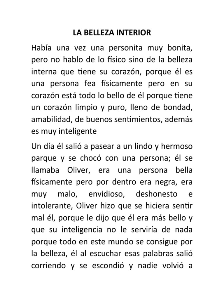 Cuento La Belleza Interior | PDF