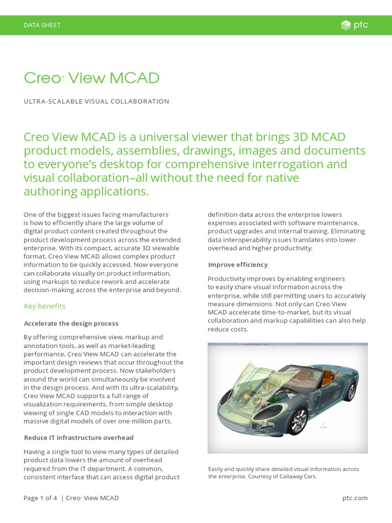 Creo View MCAD Data Sheet | PDF | Visualization (Graphics) | 3 D ...