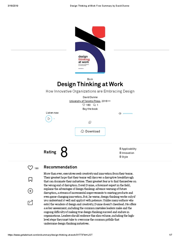 Abstract - Design Thinking at Work - David Dunne | PDF | Design ...