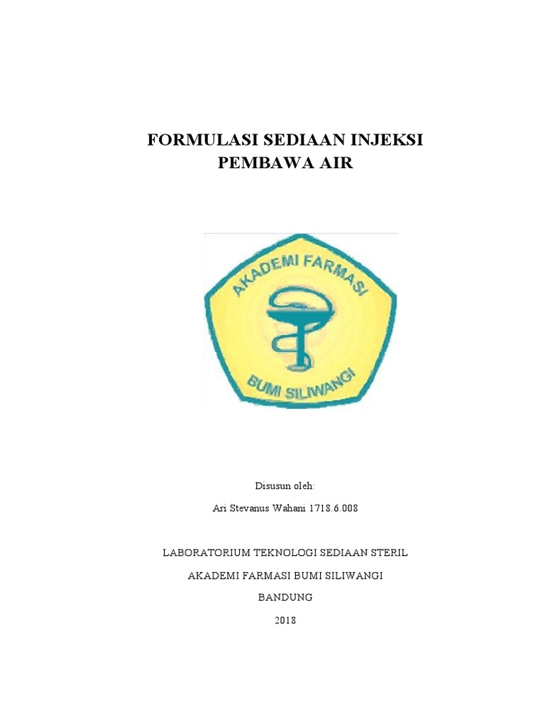 FORMULASI SEDIAAN INJEKSI PEMBAWA AIR Ari | PDF