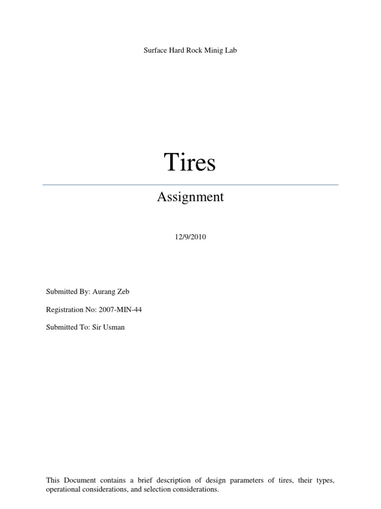 Tires: Assignment | PDF | Tire | Manufactured Goods