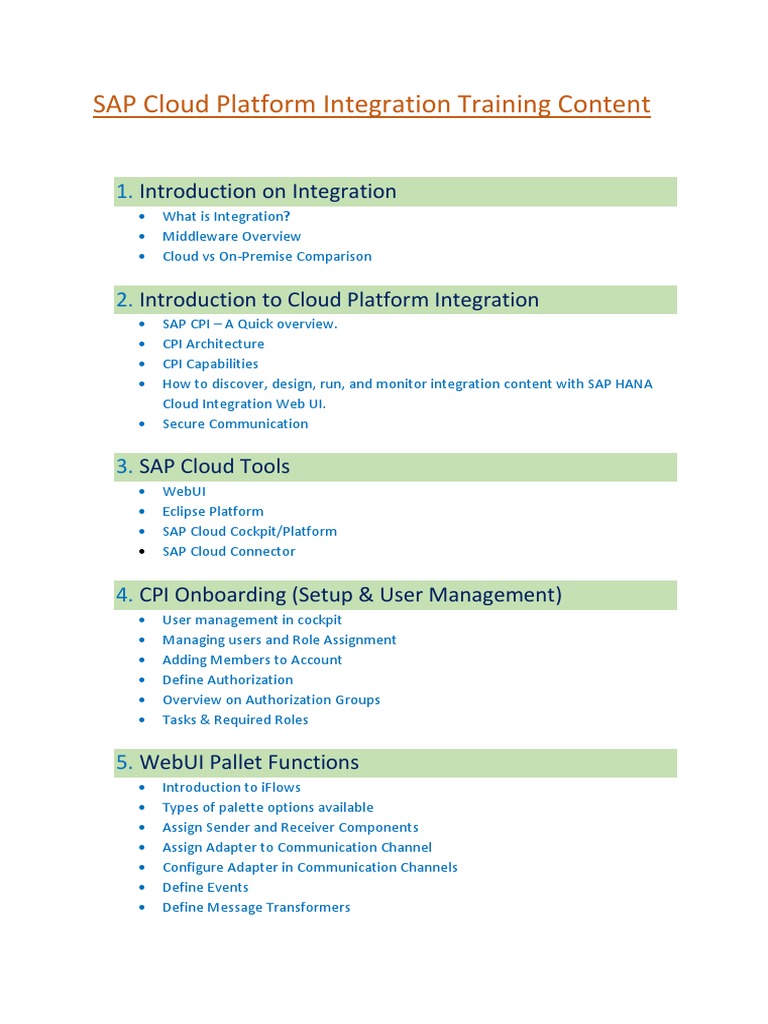 SAP Cloud Platform Integration Training Content | PDF | Soap | Cloud ...