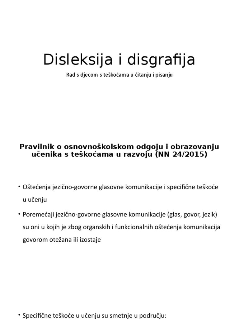 Disleksija I Disgrafija | PDF