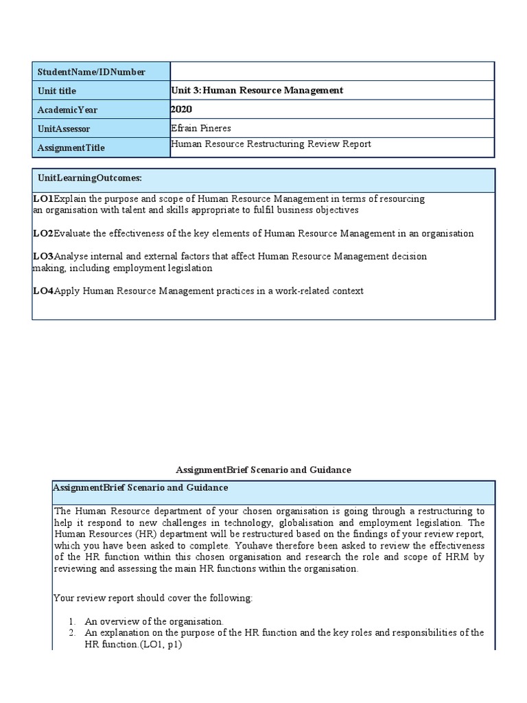 Ismael HRM Assignment Brief | PDF | Human Resource Management | Human ...