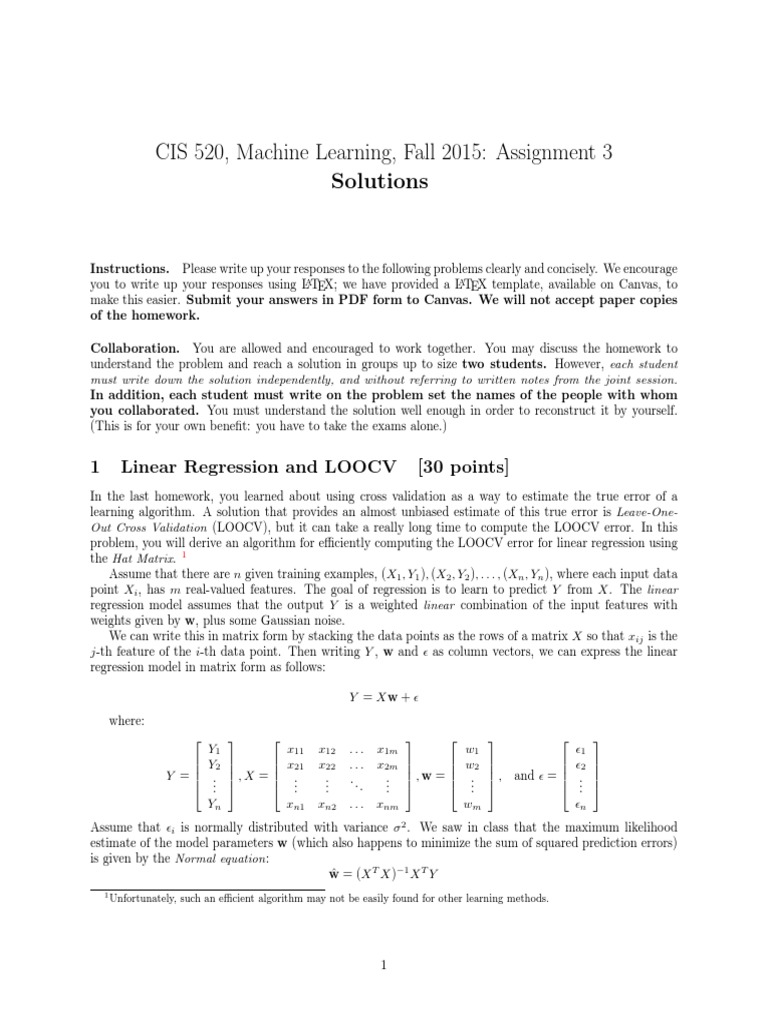 hw3 Sol | PDF | Matrix (Mathematics) | Regression Analysis