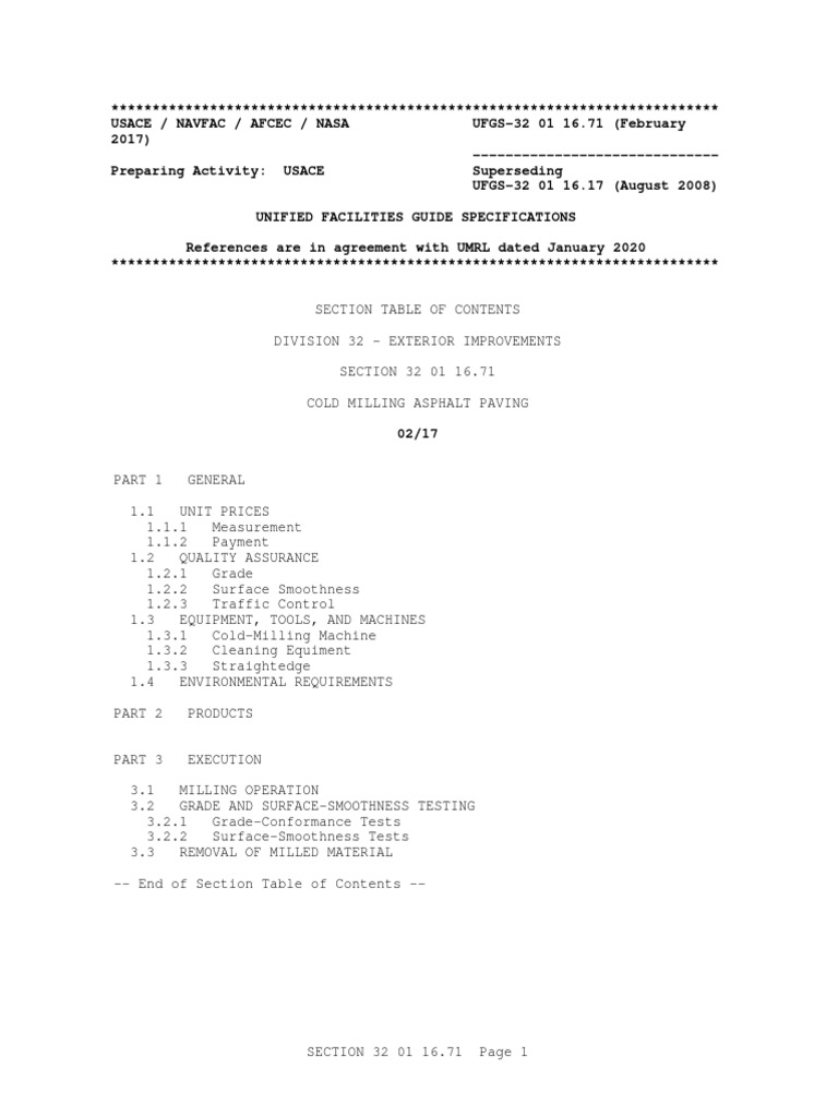 Ufgs 32 01 16.71 | Download Free PDF | Road Surface | Specification ...