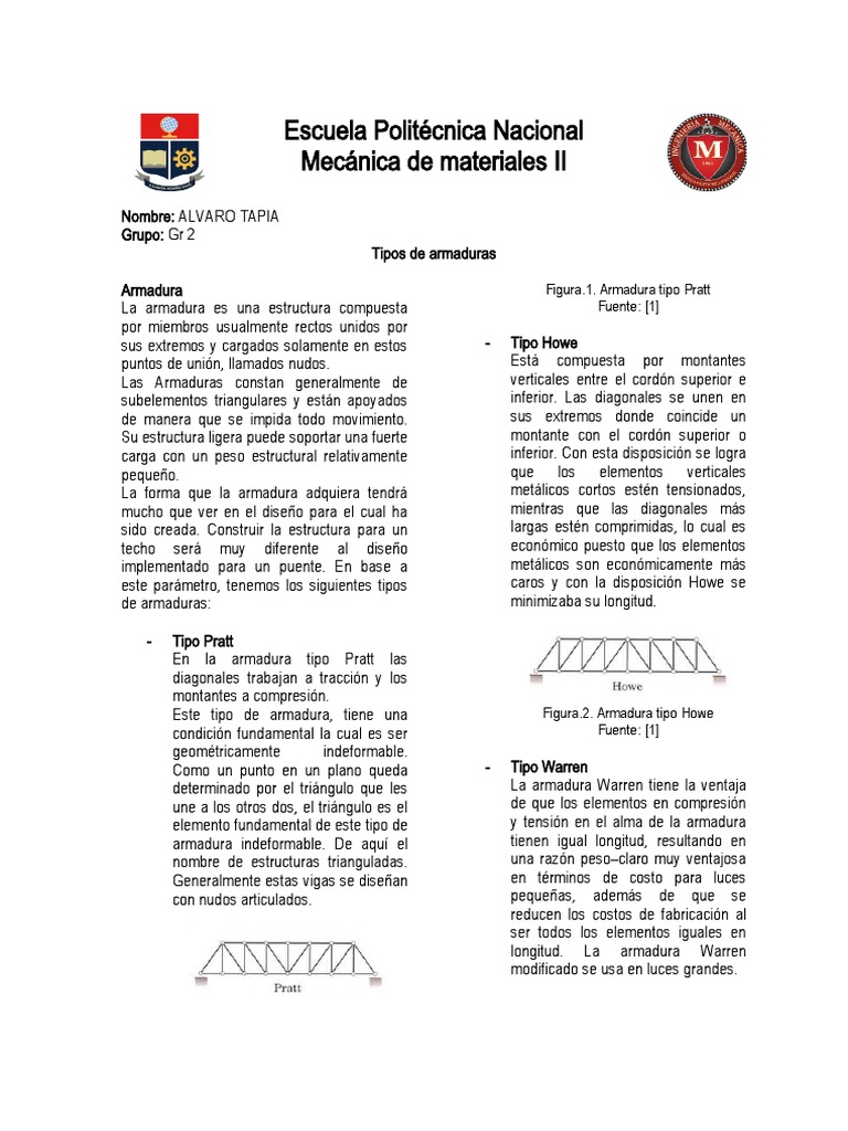 Tipos de Armaduras Estructurales | PDF | Braguero | Ingeniería estructural