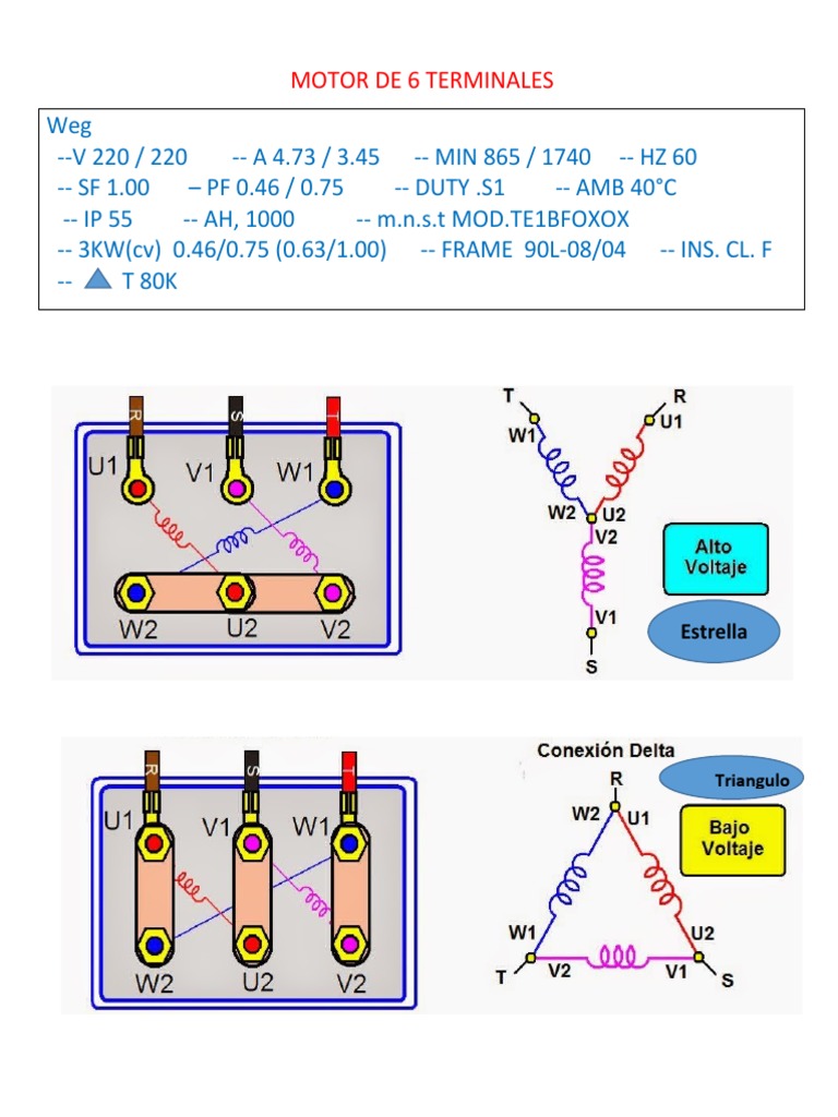 Motor de 6 Terminales | PDF | Inductor | Corriente eléctrica