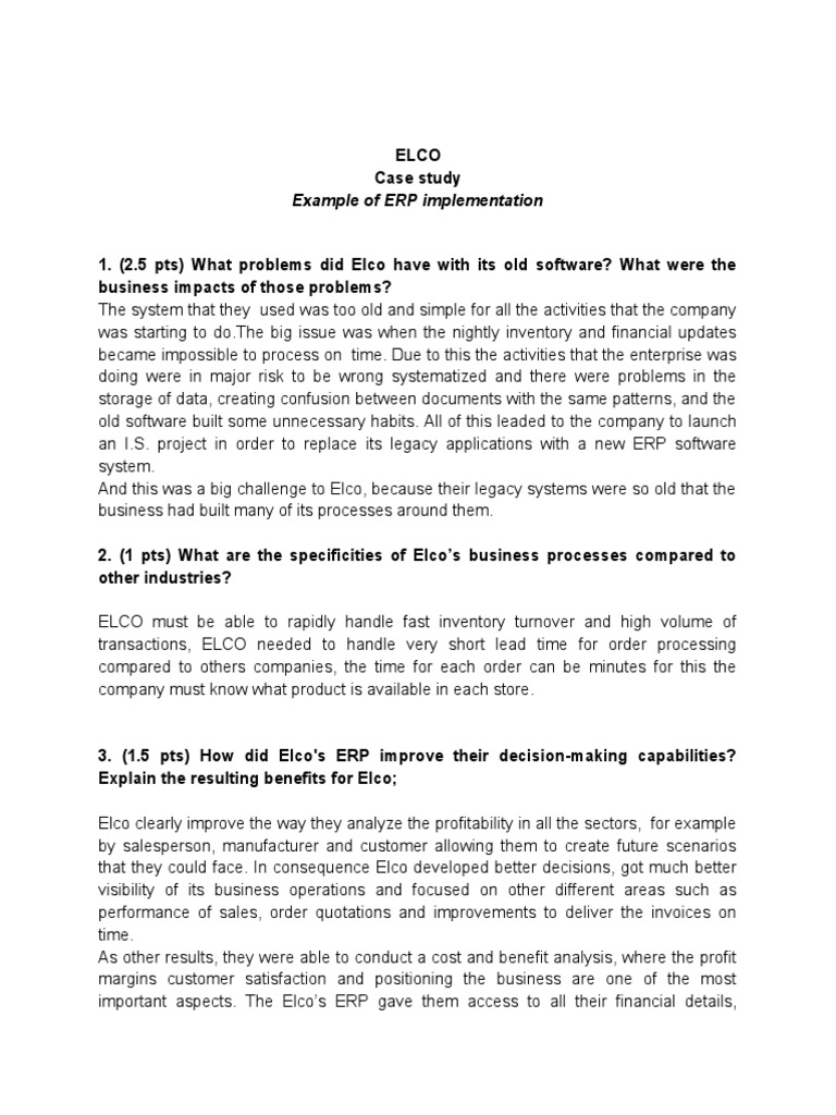 Case Study - Information Systems - 22 Nov | PDF | Enterprise Resource Planning | Sap Se