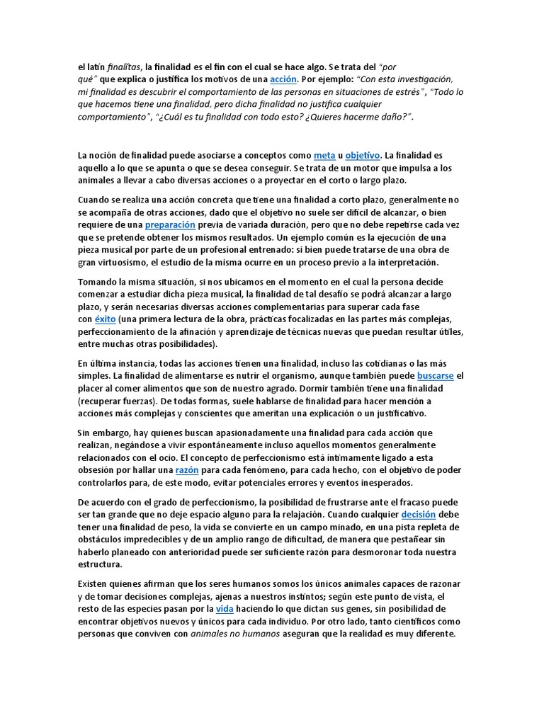 Diferencia entre finalidad y objetivo | PDF | Determinismo | Vida