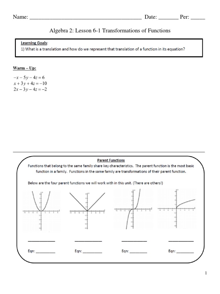 Transformation of Functions | PDF | Quadratic Equation | Function ...