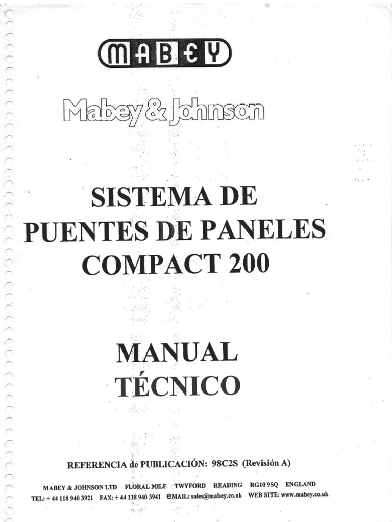 Manual Tecnico Sistema de Puentes de Paneles Mabey Johnson Compact 200 ...