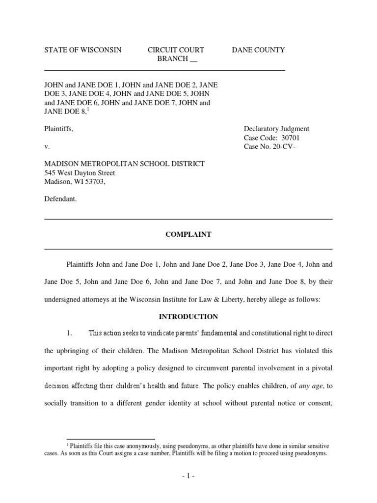 Doe v. MMSD Complaint | PDF