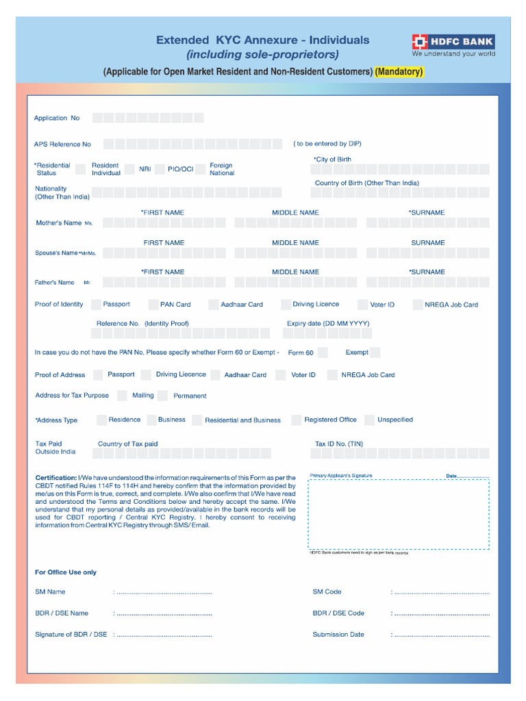 Extended KYC Annexure Individuals-1 PDF | PDF