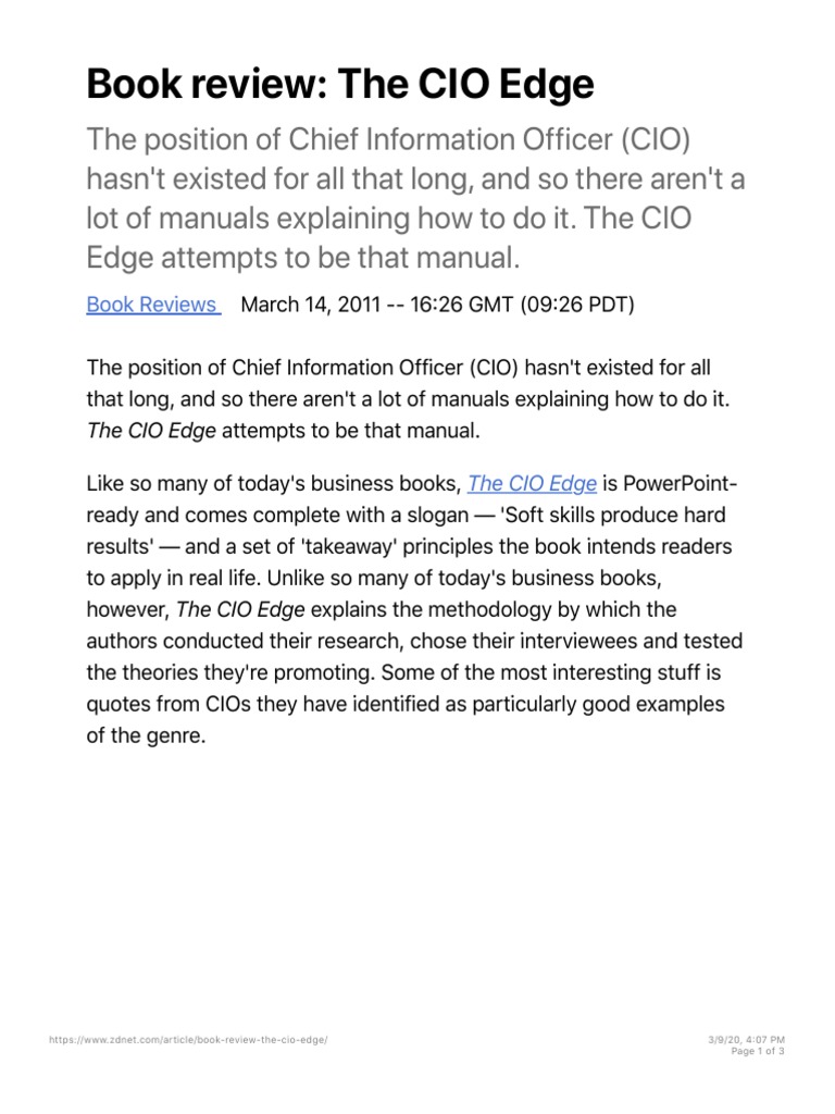CIO Leadership Insights | PDF | Chief Information Officer ...