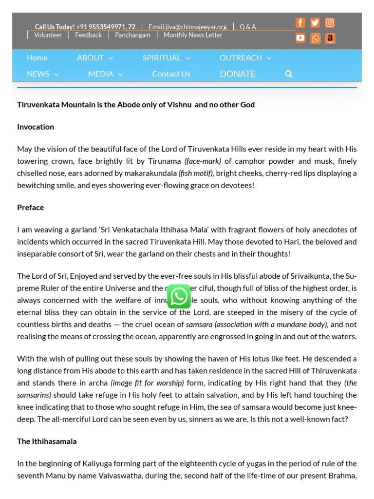 Ramanujacharya Offered Sankha, Chakra and Instructed That The First ...