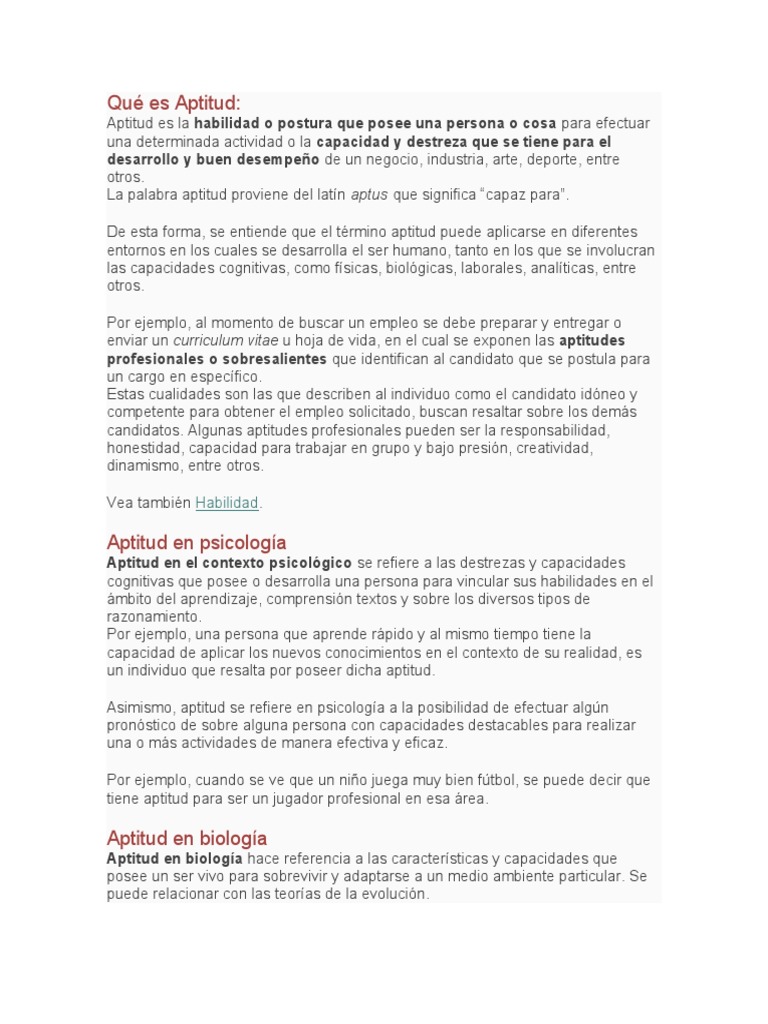 Definición y Tipos de Aptitud | PDF | Crecimiento personal y profesional