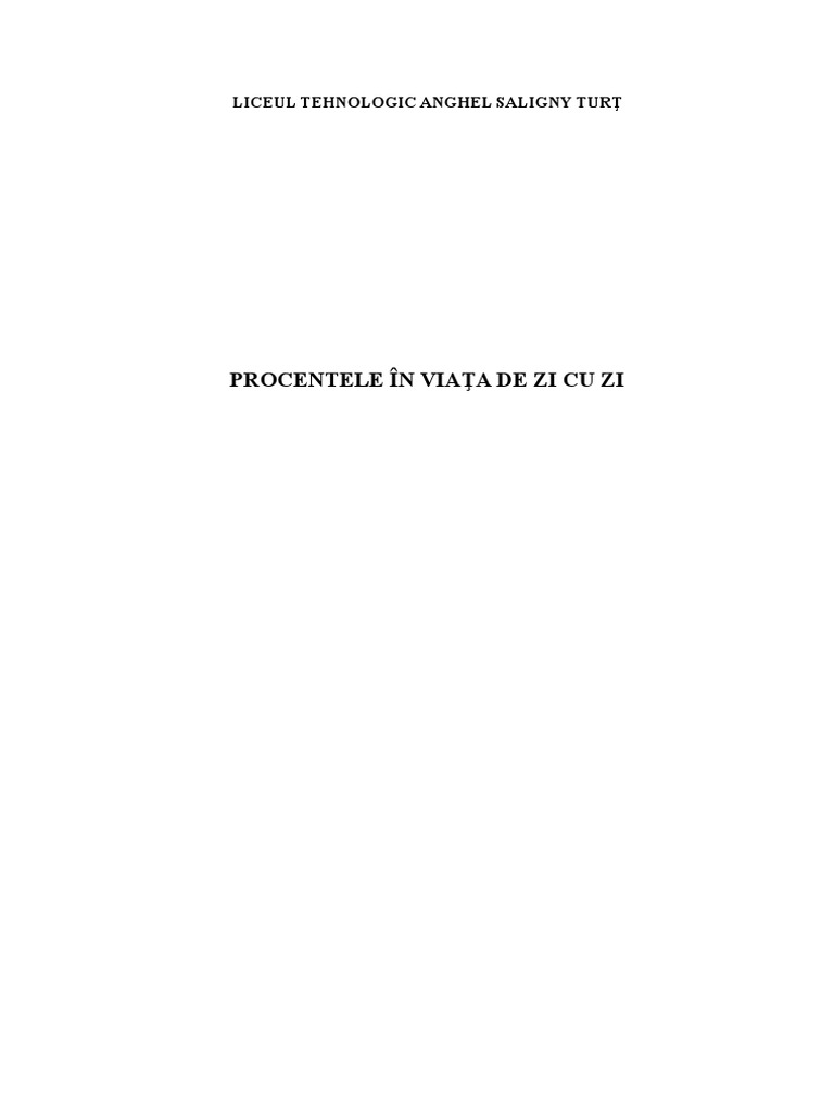 Proiect Procente Clasa A VI-a | PDF