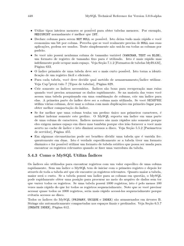 Como o MySQL Utiliza Indices | PDF | Tabela (banco de dados ...