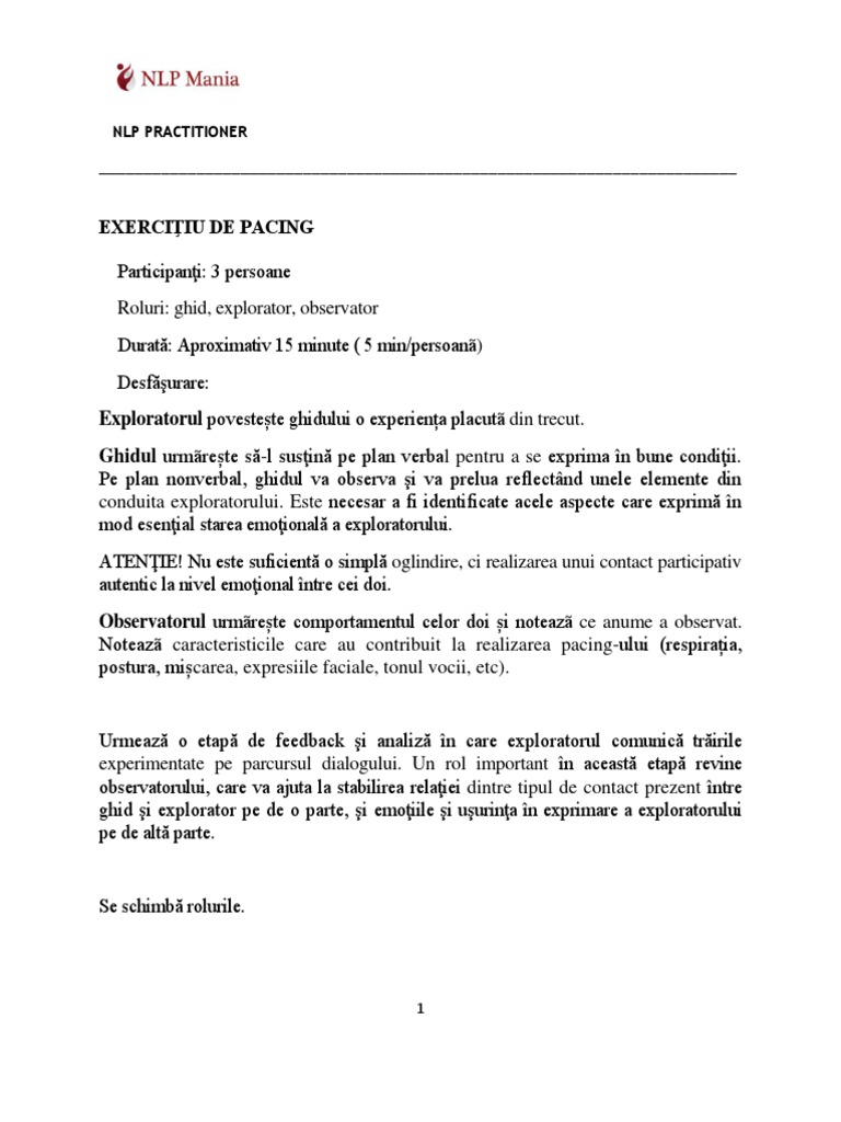 Exercitiu Pacing | PDF