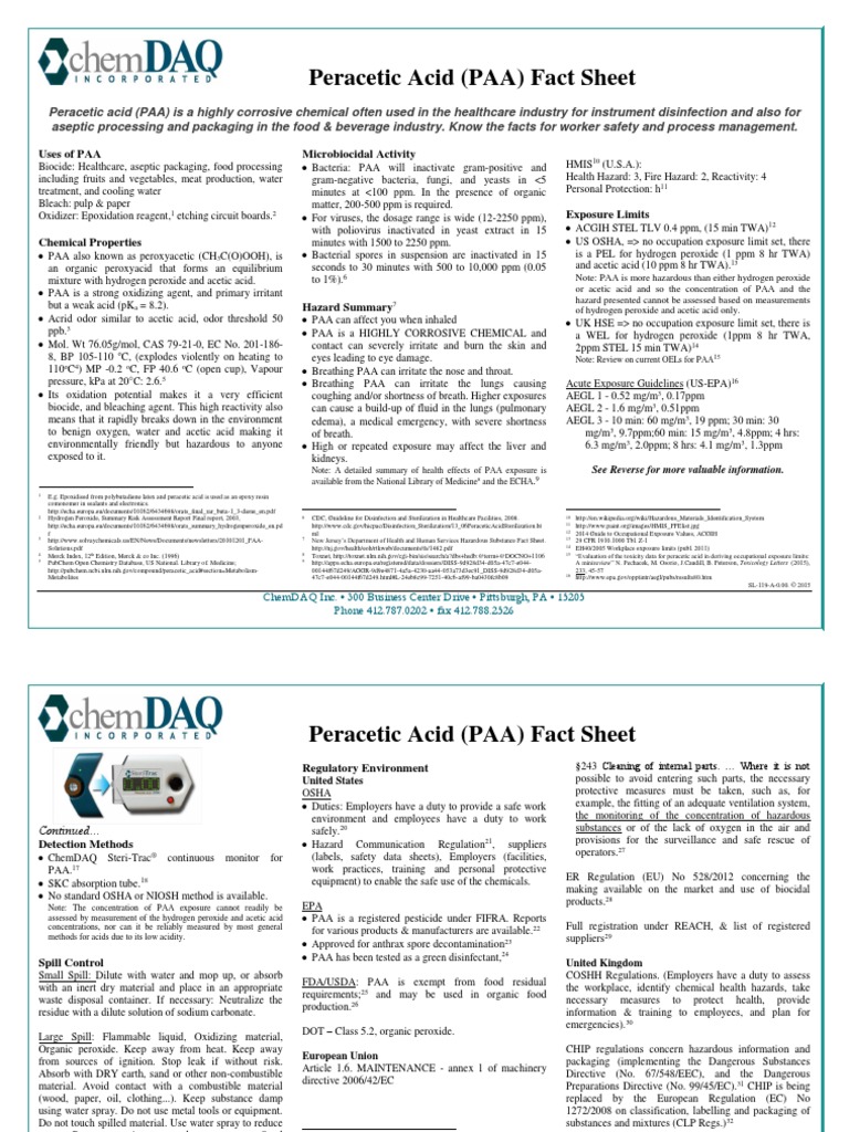 Peracetic Acid Fact Sheet | PDF | Chemical Substances | Chemistry
