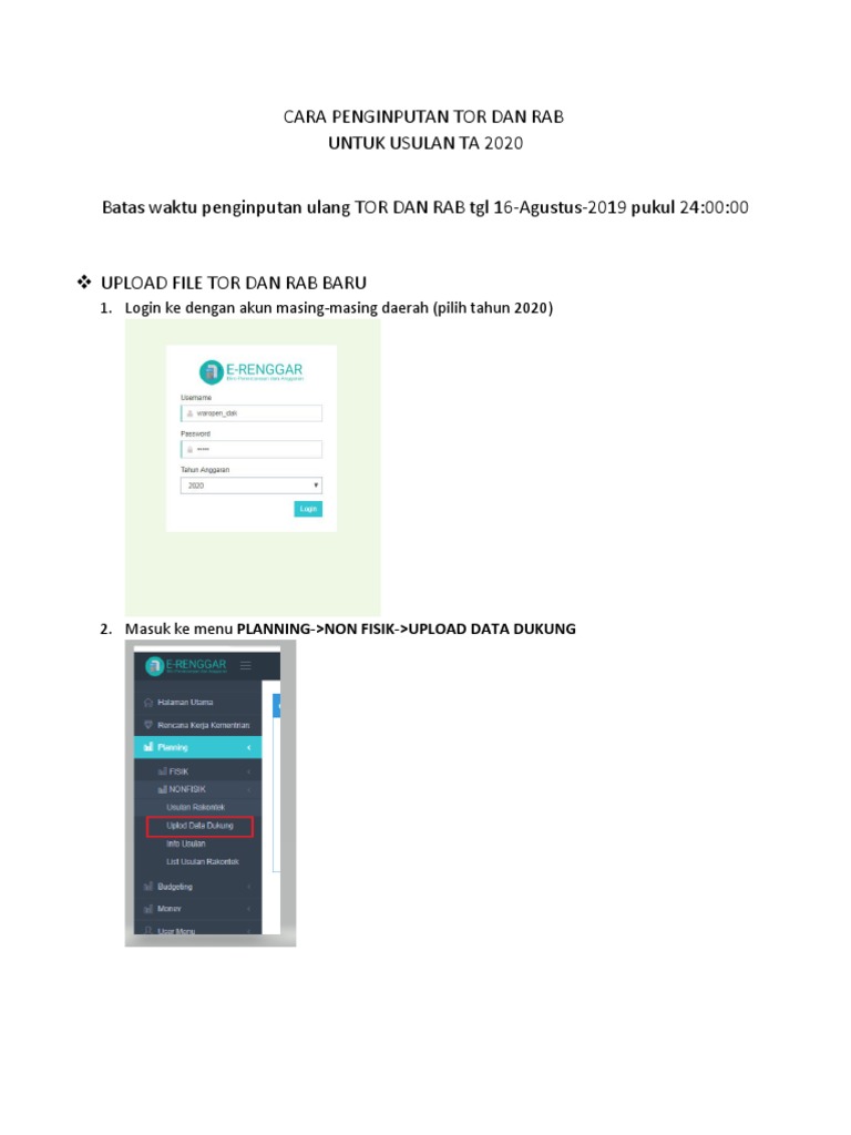 Cara Penginputan Tor Dan Rab | PDF