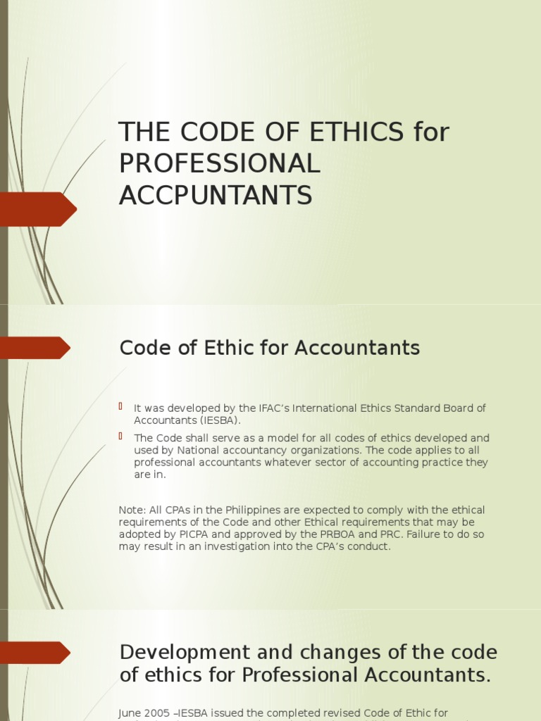 THE CODE OF ETHICS For CPA | PDF | Certified Public Accountant | Accountant
