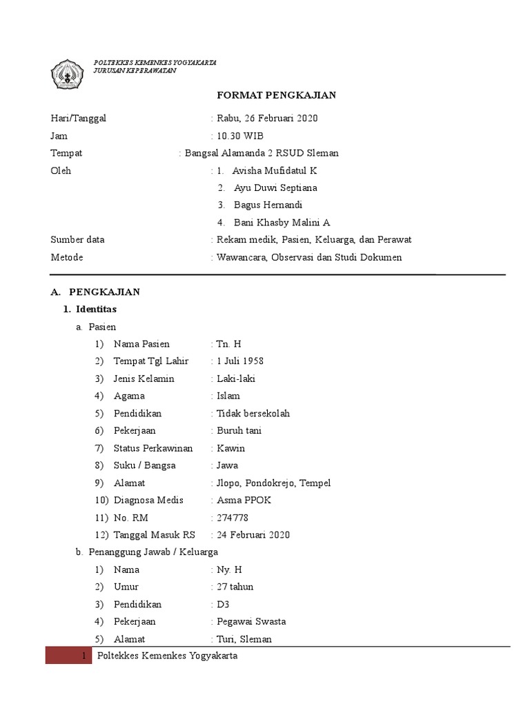 Format Pengkajian KMB | PDF