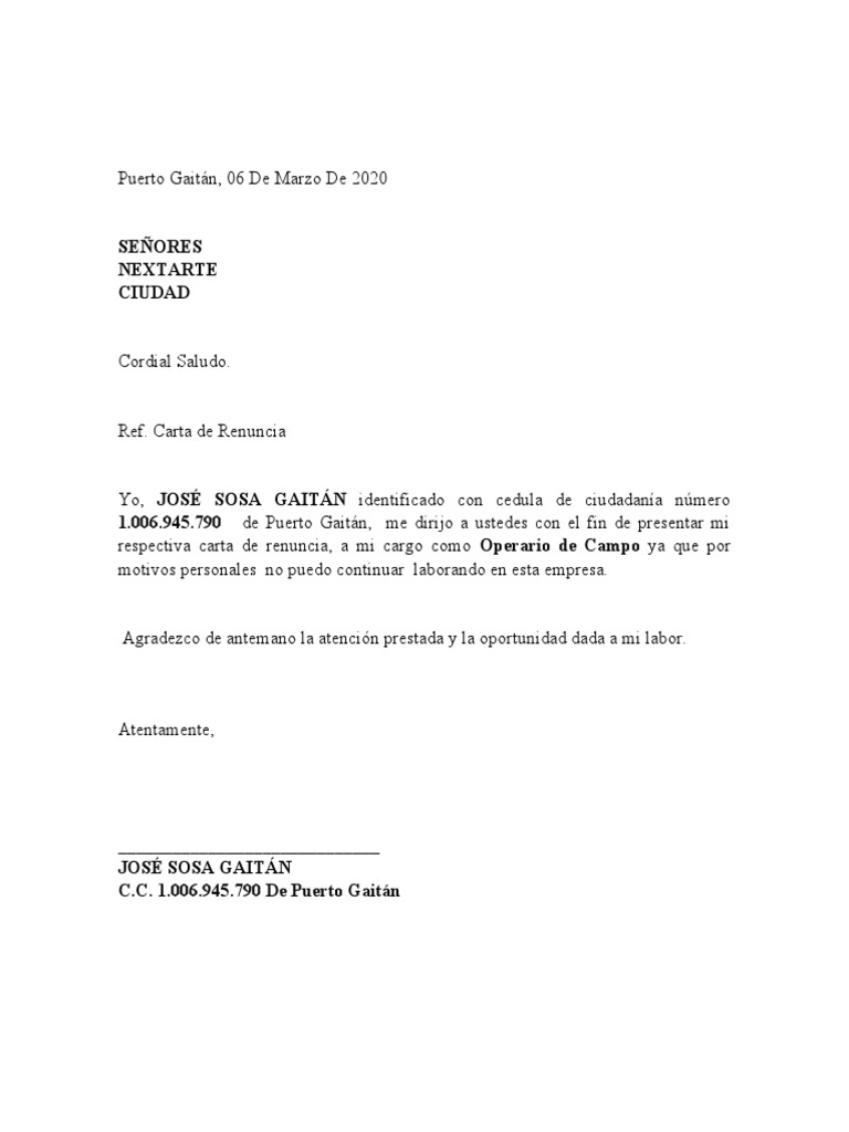 Carta de Retiro | PDF