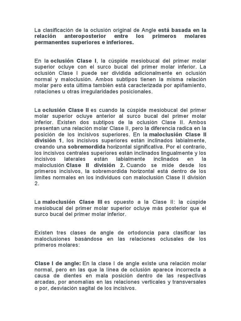 La Clasificación de La Oclusión Original de Angle | PDF | Anatomia ...
