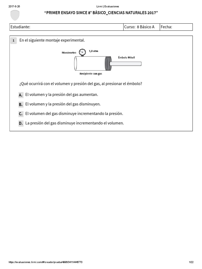 Ensayo SIMCE 8° Básico Ciencias Naturales | PDF | Roca (geología ...