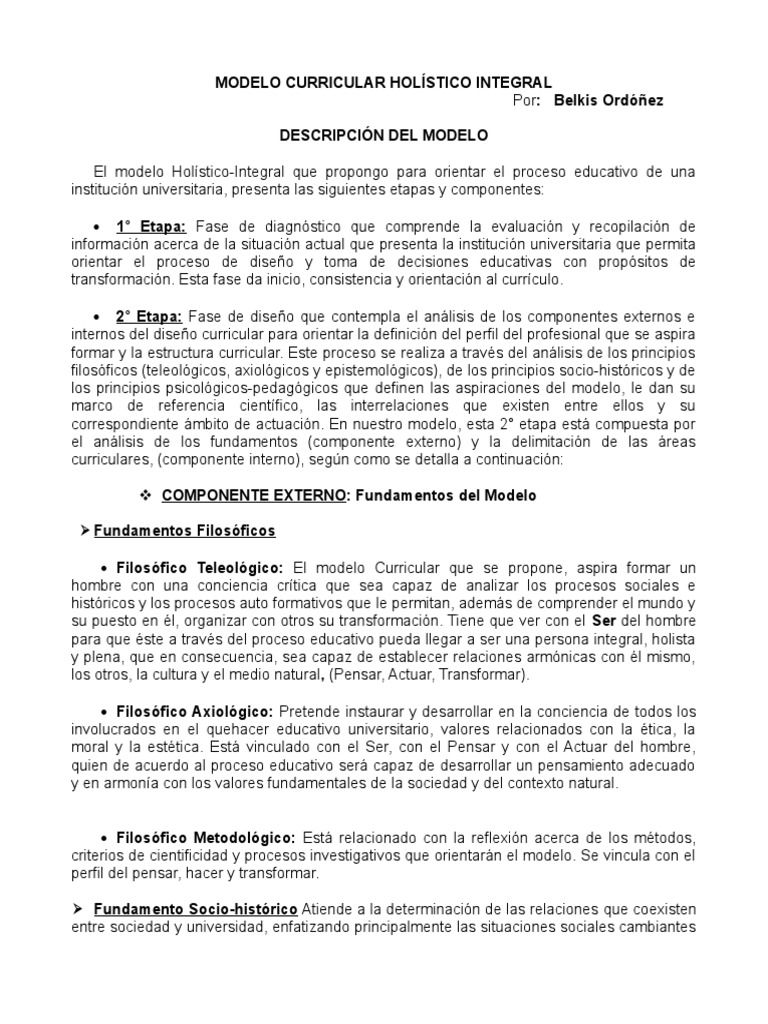 El Modelo Holístico-Integral Descripción | PDF | Constructivismo ...