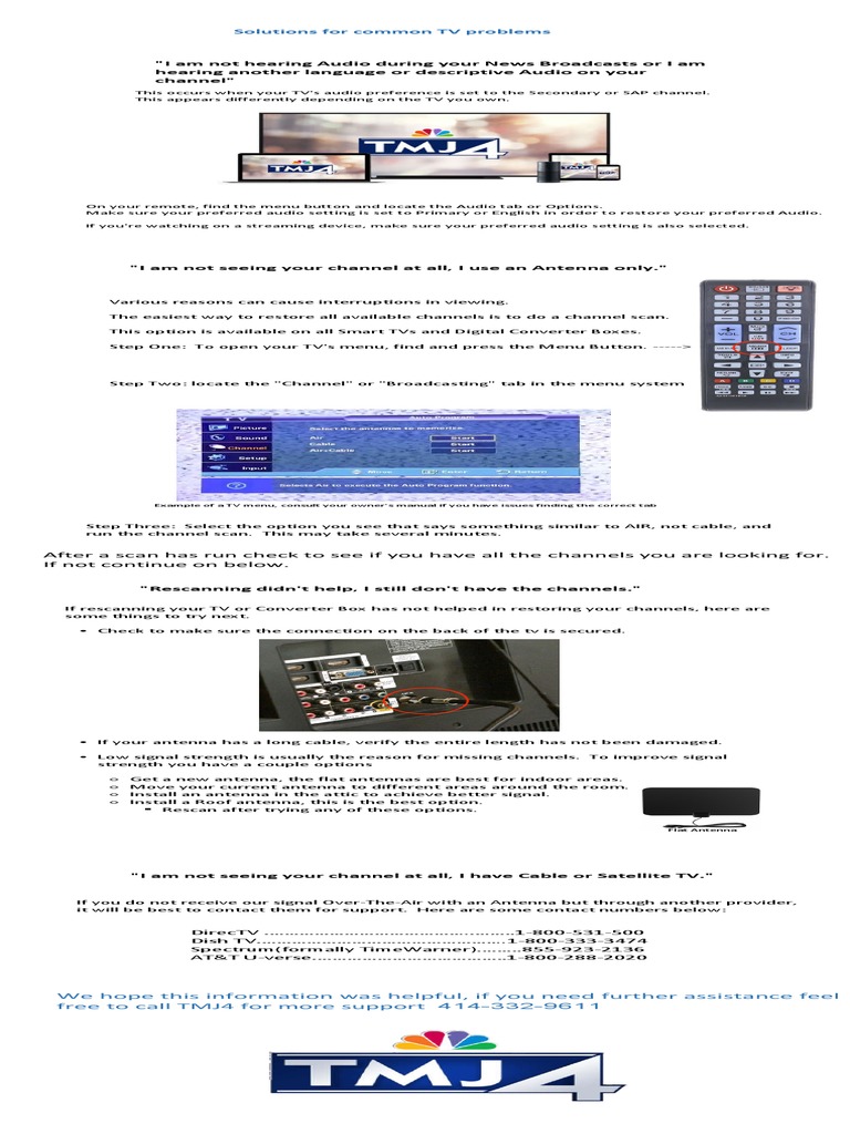 Solutions For Common TV Problems | PDF | Cable Television | Television