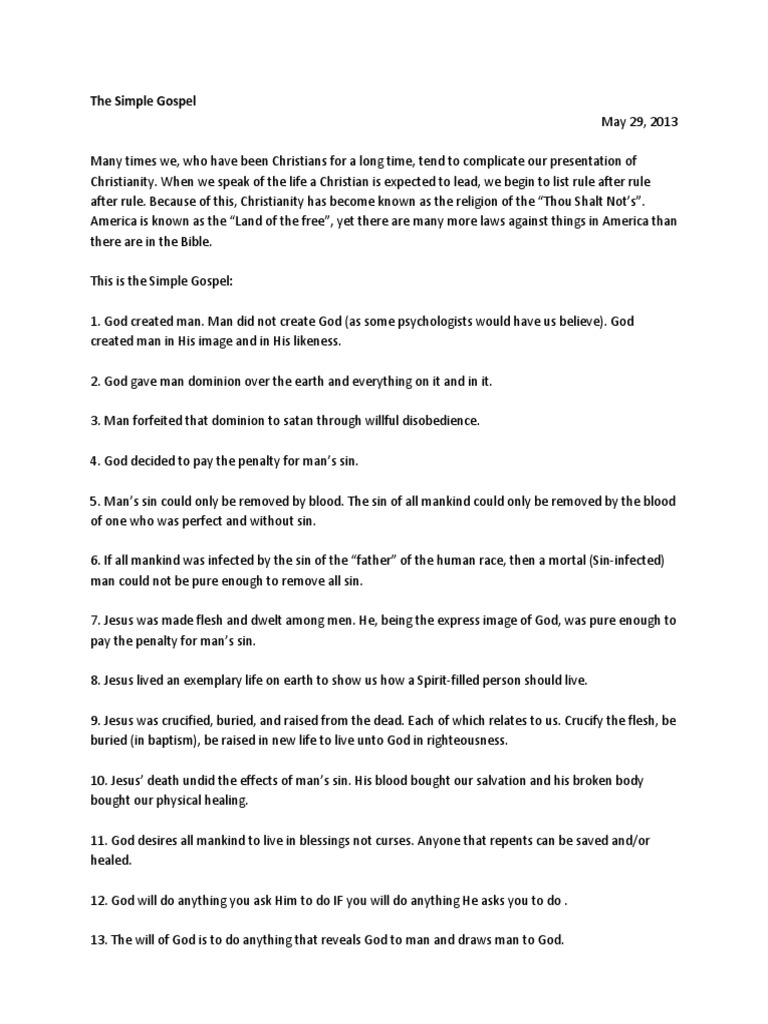 The Simple Gospel | PDF | Jesus | The Gospel